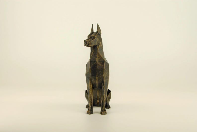Doberman Figurine Hand-painted, Low Poly Dobie Sculpture, Unique Gift ...