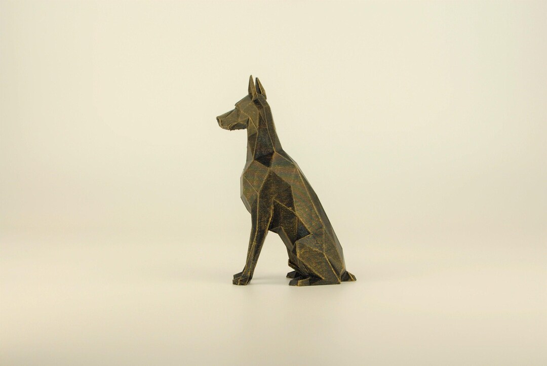 Doberman Figurine Hand-painted, Low Poly Dobie Sculpture, Unique Gift ...