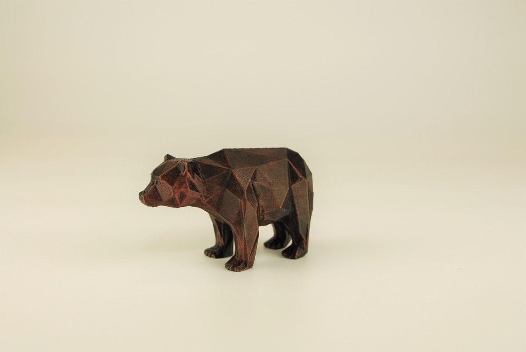 Standing Bear Figurine Hand-painted, Low Poly Brown Bear Sculpture ...