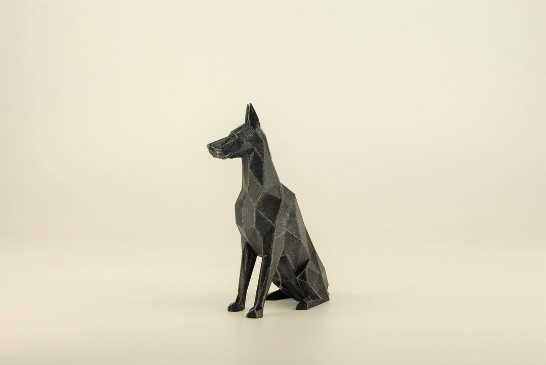 Doberman Figurine Hand-painted, Low Poly Dobie Sculpture, Unique Gift ...