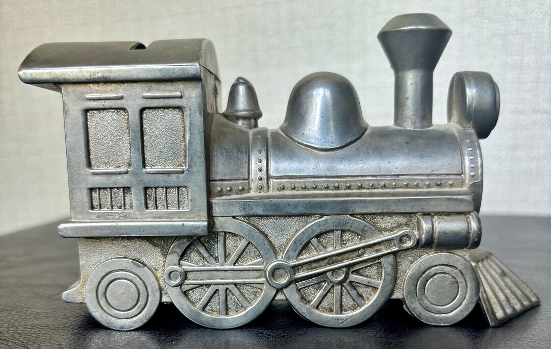 Vintage Pewter Train Piggy Bank - Locomotive - Train Engine Money Box ...