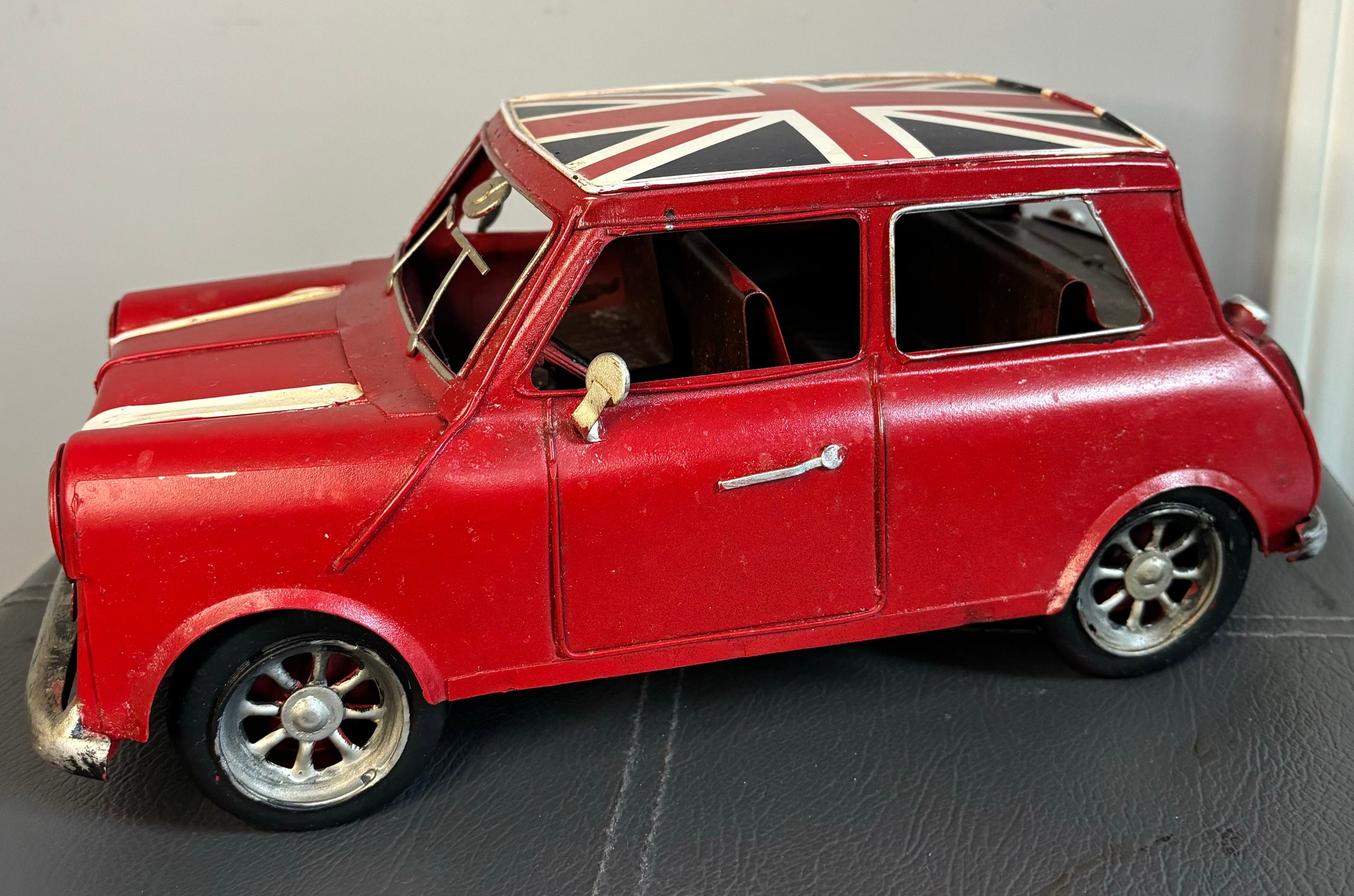 Red Mini Cooper Tin Car - Union Jack Flag on Hood - Etsy