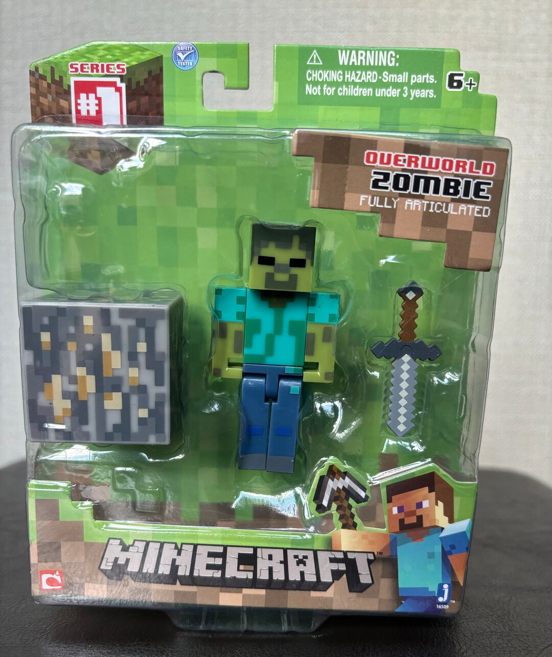 Minecraft Core Zombie Figure Pack - Overworld Zombie (w/ Iron Ore Block ...