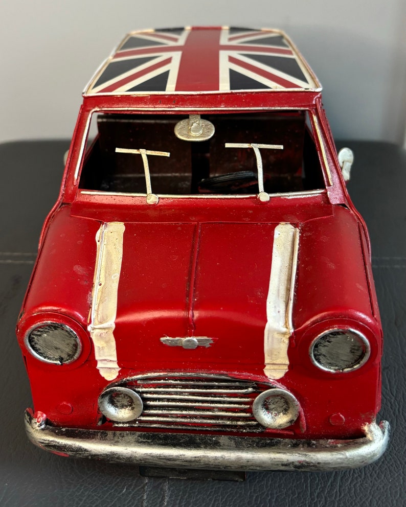 Red Mini Cooper Tin Car - Union Jack Flag on Hood - Etsy