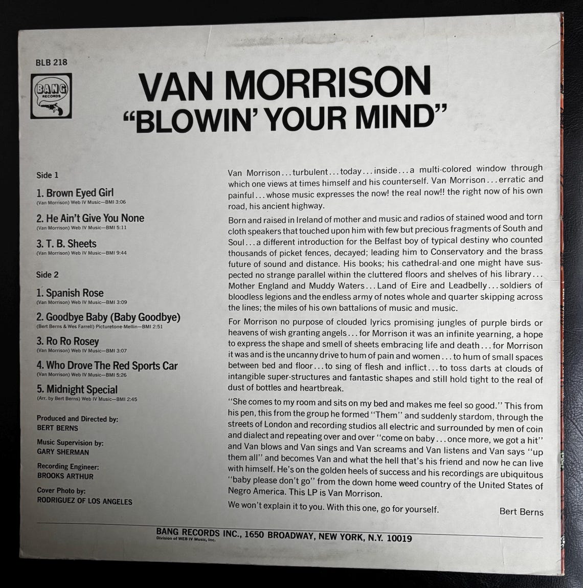 Van Morrison – Blowin' Your Mind LP Bang Records – BLPS-218 Vinyl ...
