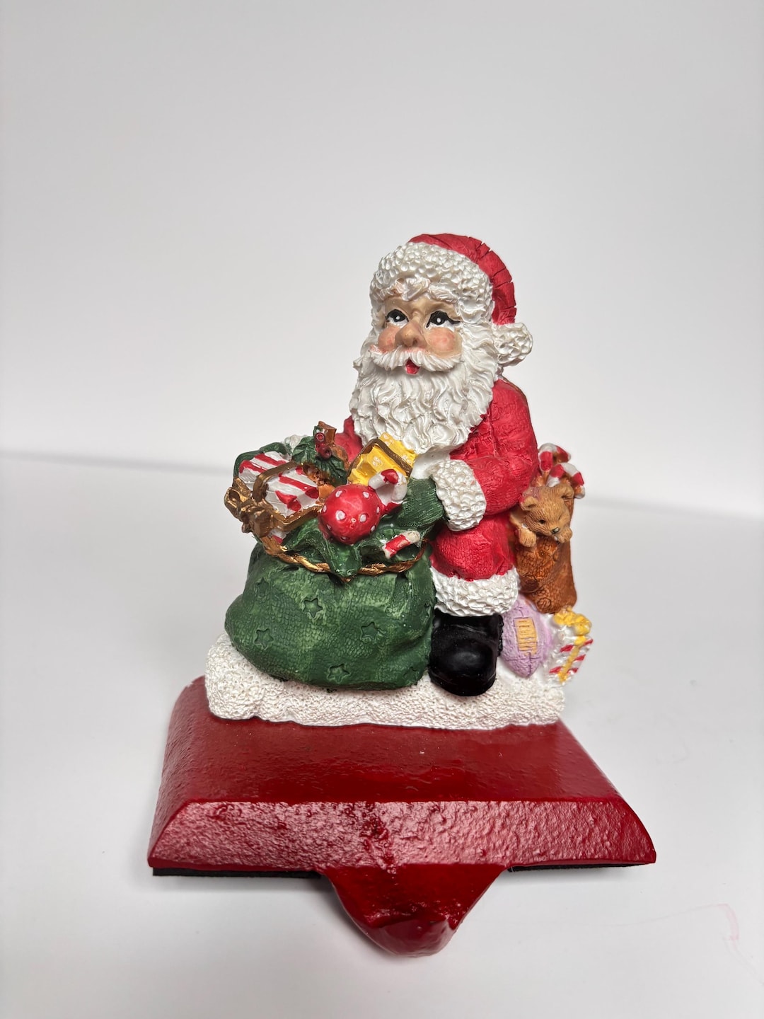 Santa Stocking Holder - Cast Iron - Mantel Stocking Holder - Etsy