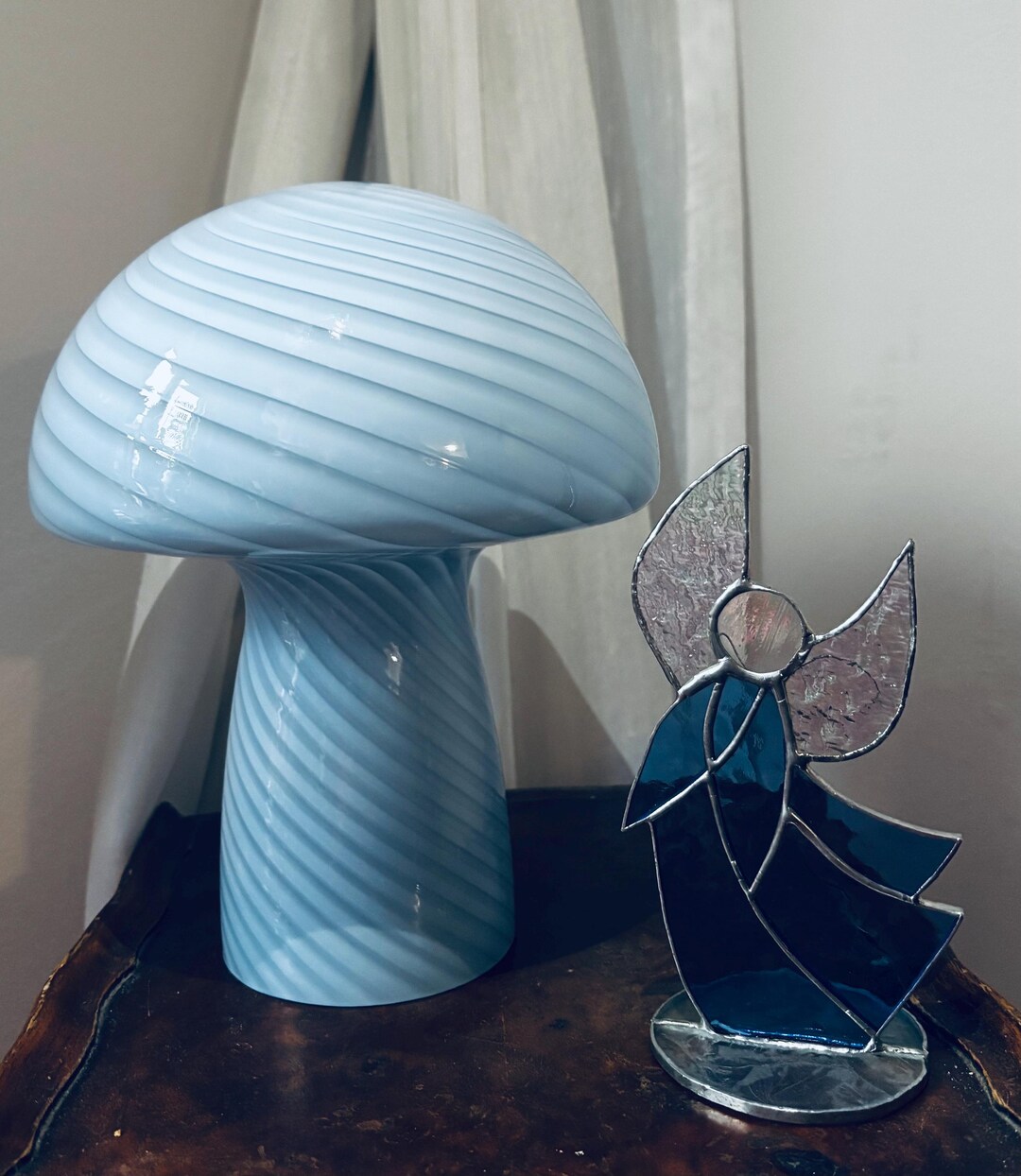 Mushroom Glass Table Lamp - Hand Blown Glass - Humber - Blue Colour - Etsy