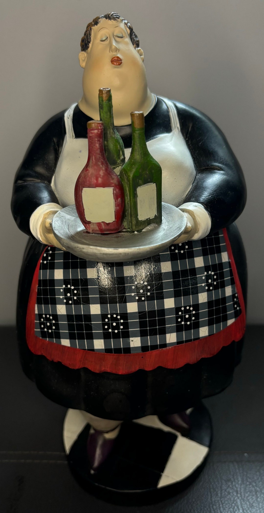 Kitchen Chef Waitress Lady Statue Holding Tray With Wine - Etsy