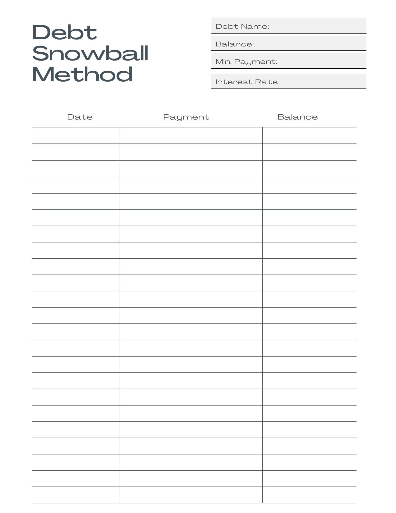 Printable Debt Snowball Method Tracker - Etsy