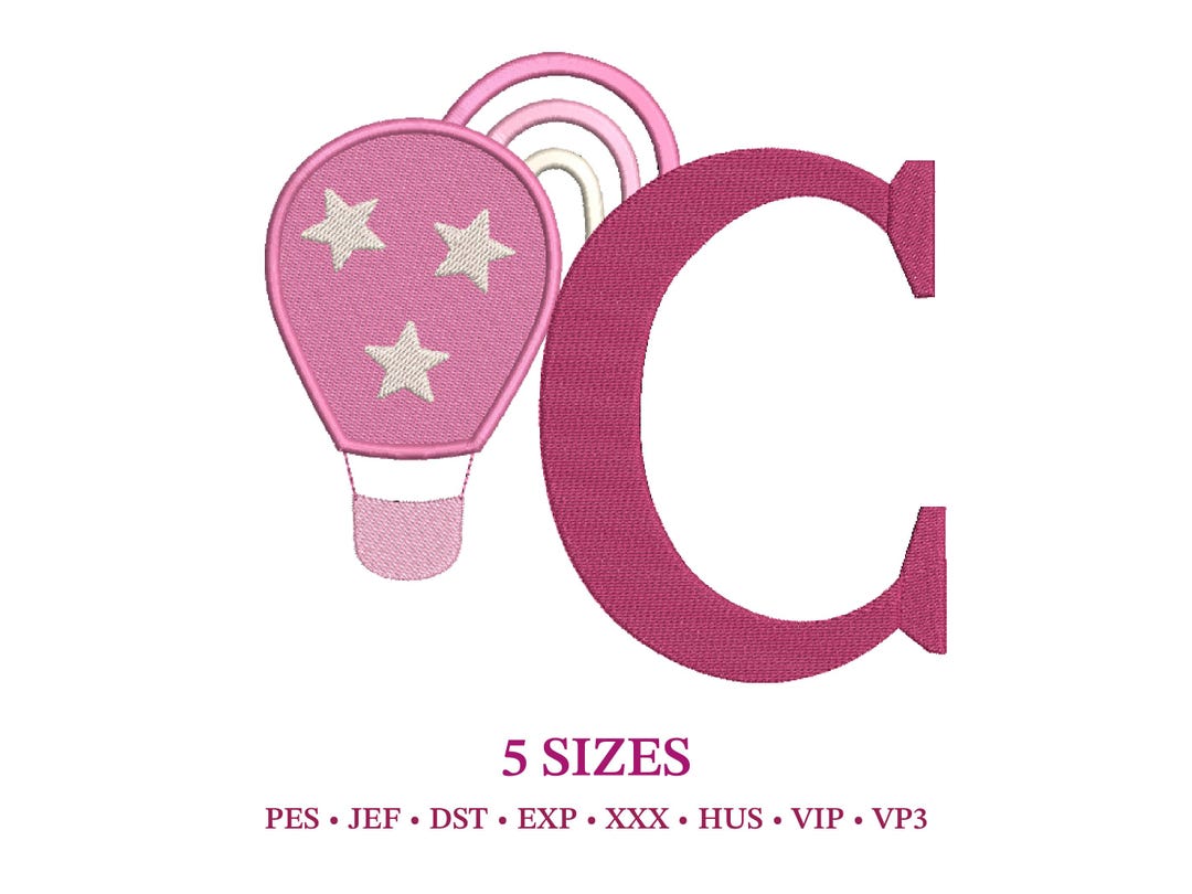 Alphabet Letter C Embroidery Machine Design With Boho Rainbow, Stars ...