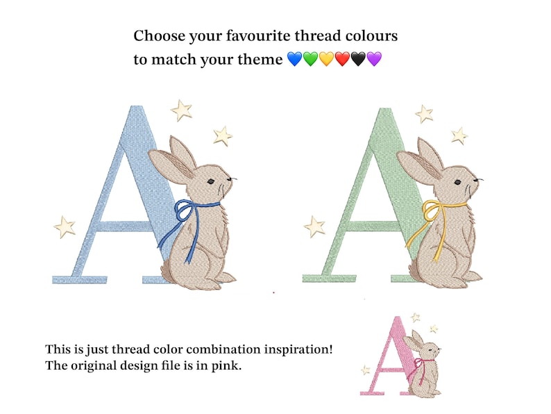 Bunny Letter A Embroidery Design: Baby Boy and Girl Monogram (digital ...