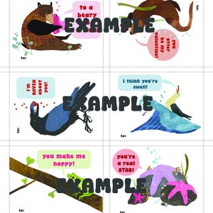 Cute + Unique Hand Drawn Punny Animal Themed Printable Valentine's Day ...