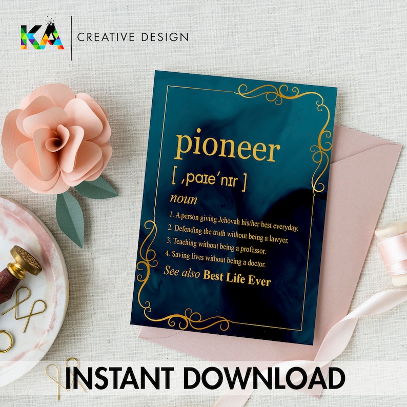 JW Pioneer Definition Greeting Card | Instant Digital Download | JW ...