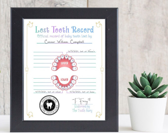 Lost Baby Tooth Chart Record, Instant Printable Download, Track Baby ...