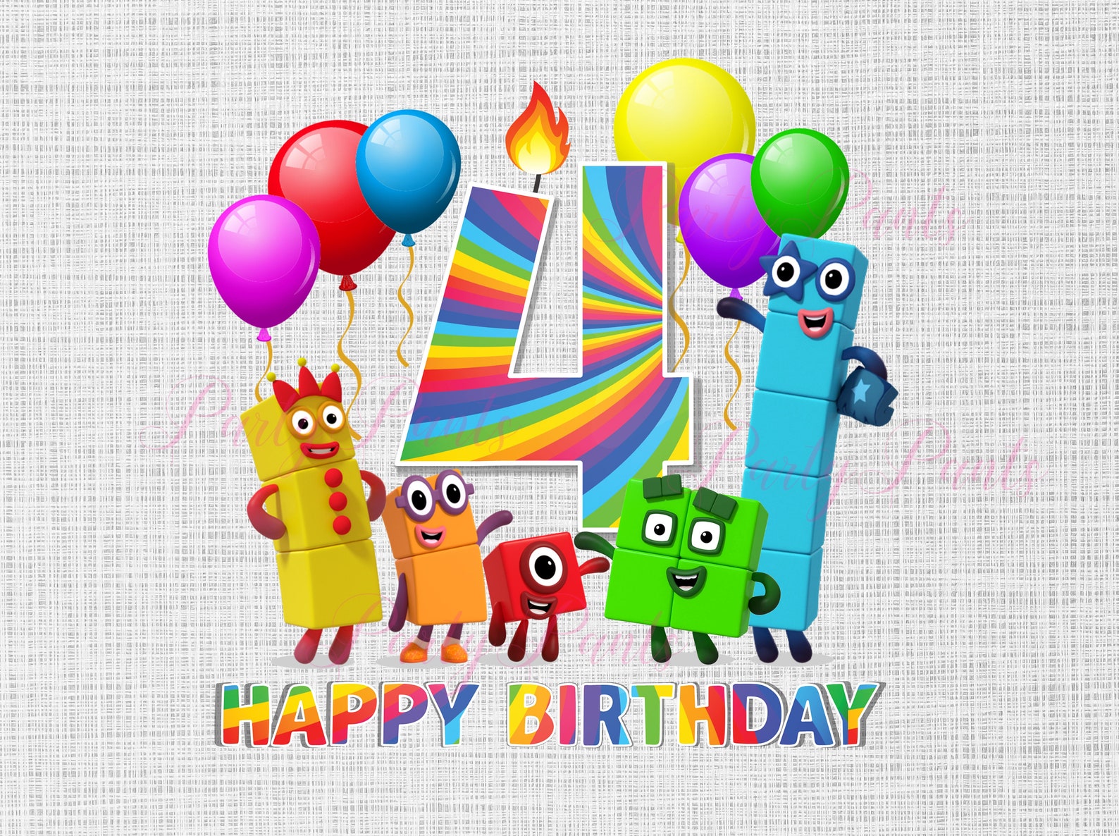 Numberblocks 4th Birthday Tshirt Design PNG Archivo digital - Etsy España