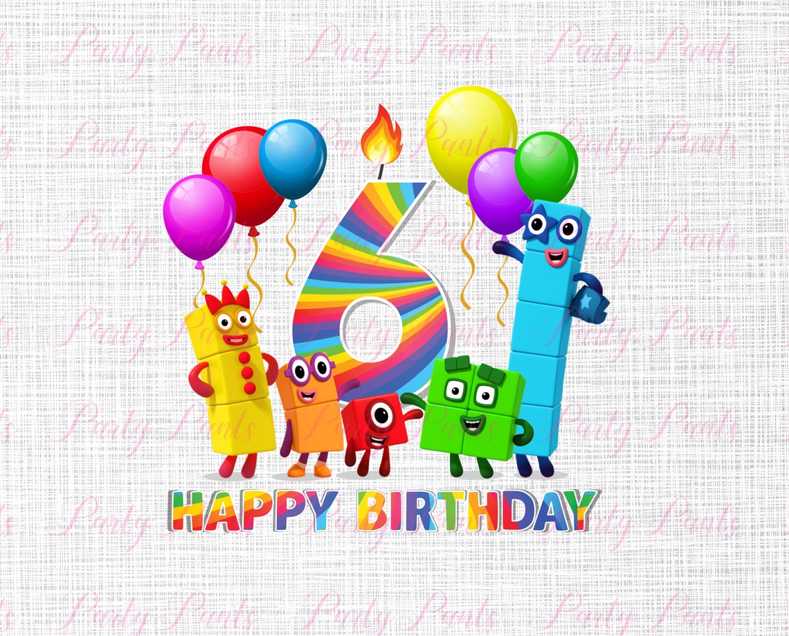 Numberblocks 6th Birthday Tshirt Design PNG Digital File for | Etsy