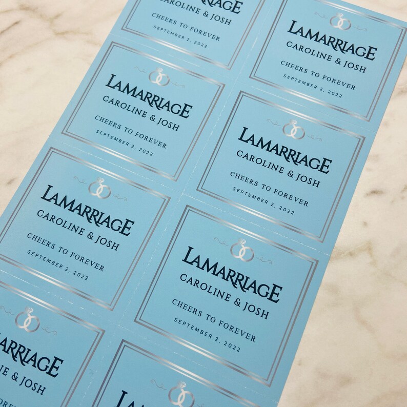 Personalized Blue Prosecco Bottle Labels Printed Peel & Stick - Etsy