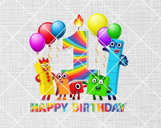 Numberblocks 1st Birthday Artwork PNG, Digital File for DIY Iron on ...