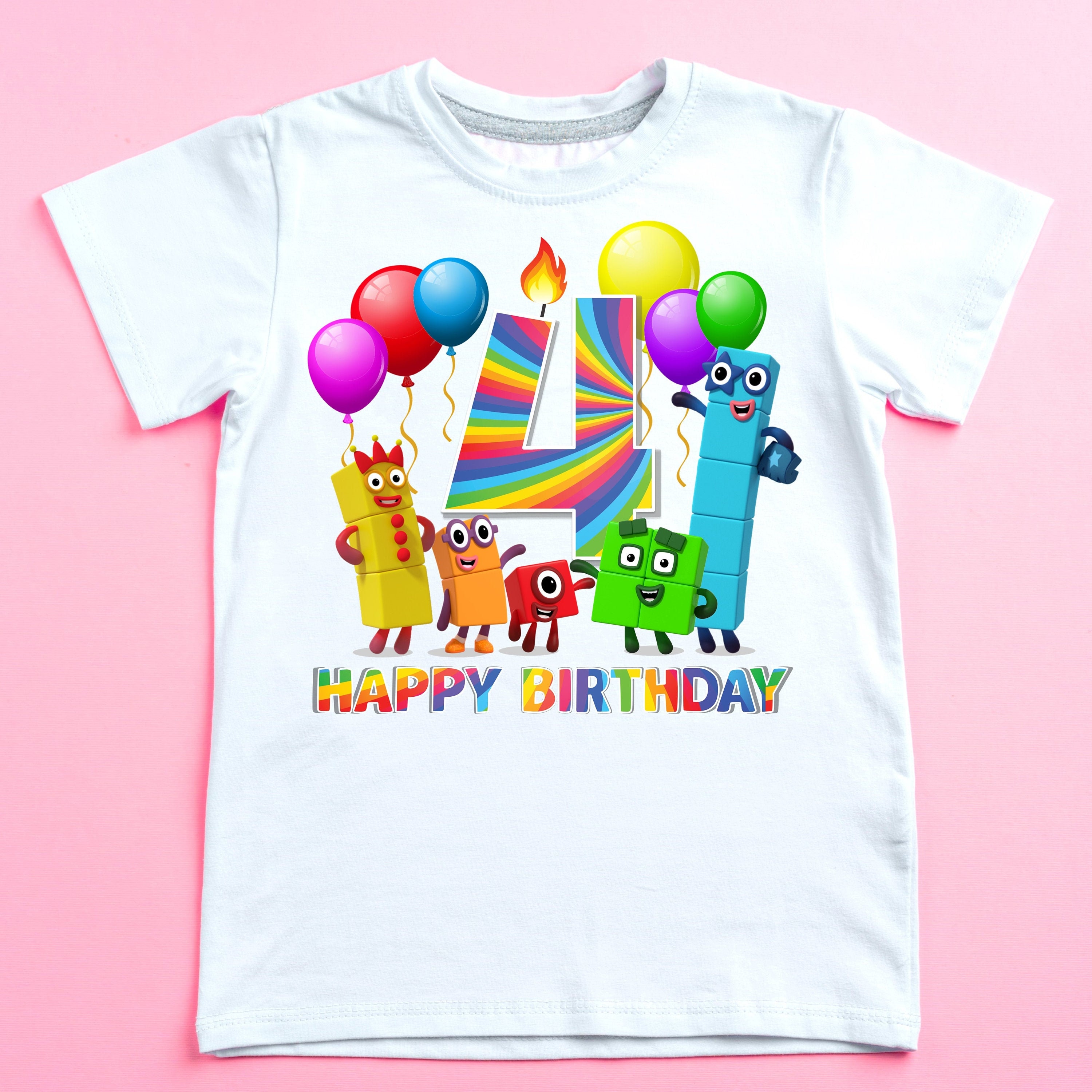 Numberblocks 4th Birthday Tshirt Design PNG Archivo Digital | Etsy España