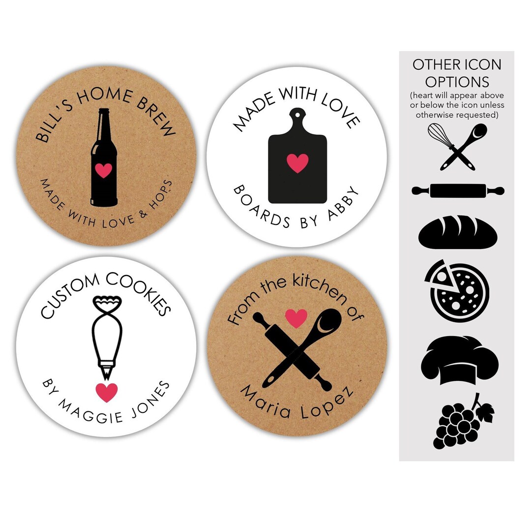 Custom Baking Cooking Kitchen Logo Stickers Personalized - Etsy