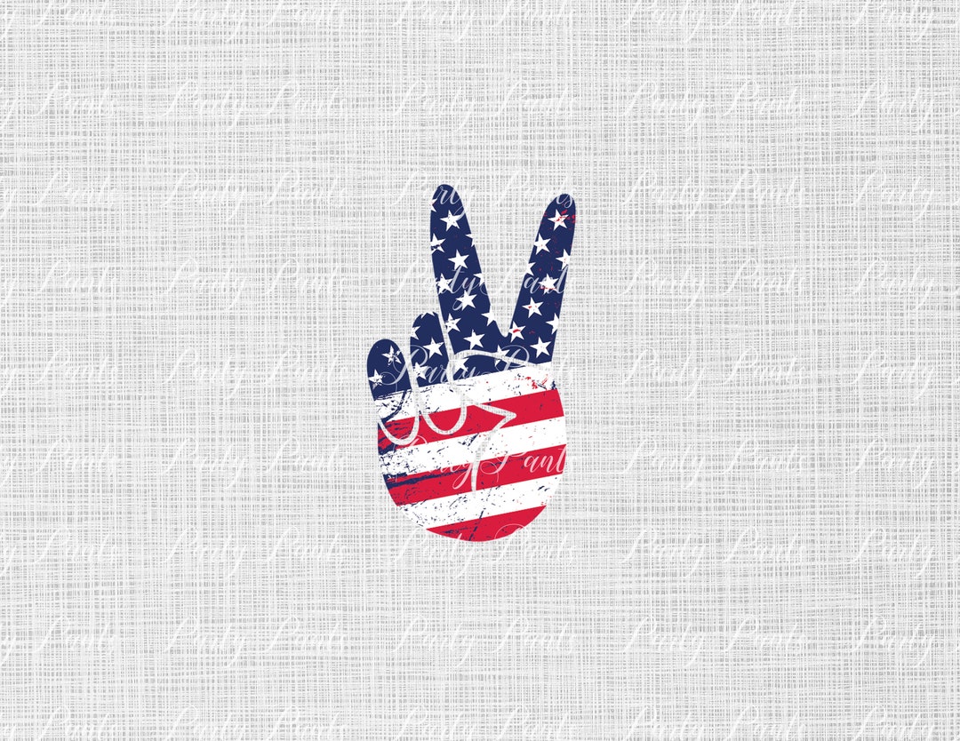 American Flag Peace Sign Hand Symbol PNG Patriotic 4th of - Etsy