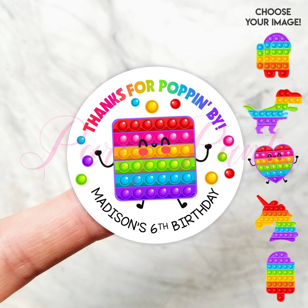 Birthday Pop It Fidget Toy Personalized Sticker Tags - Etsy