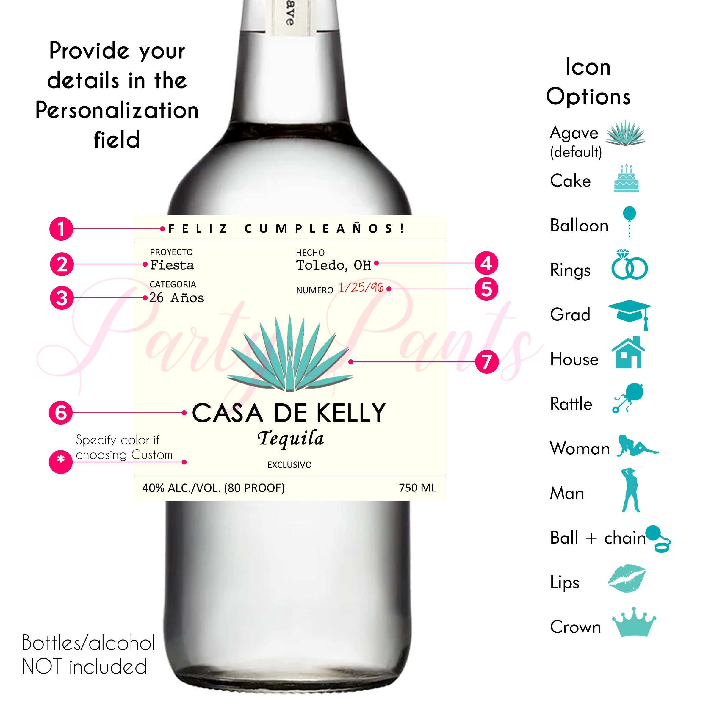 Personalized Tequila Bottle Labels All Sizes Blanco - Etsy