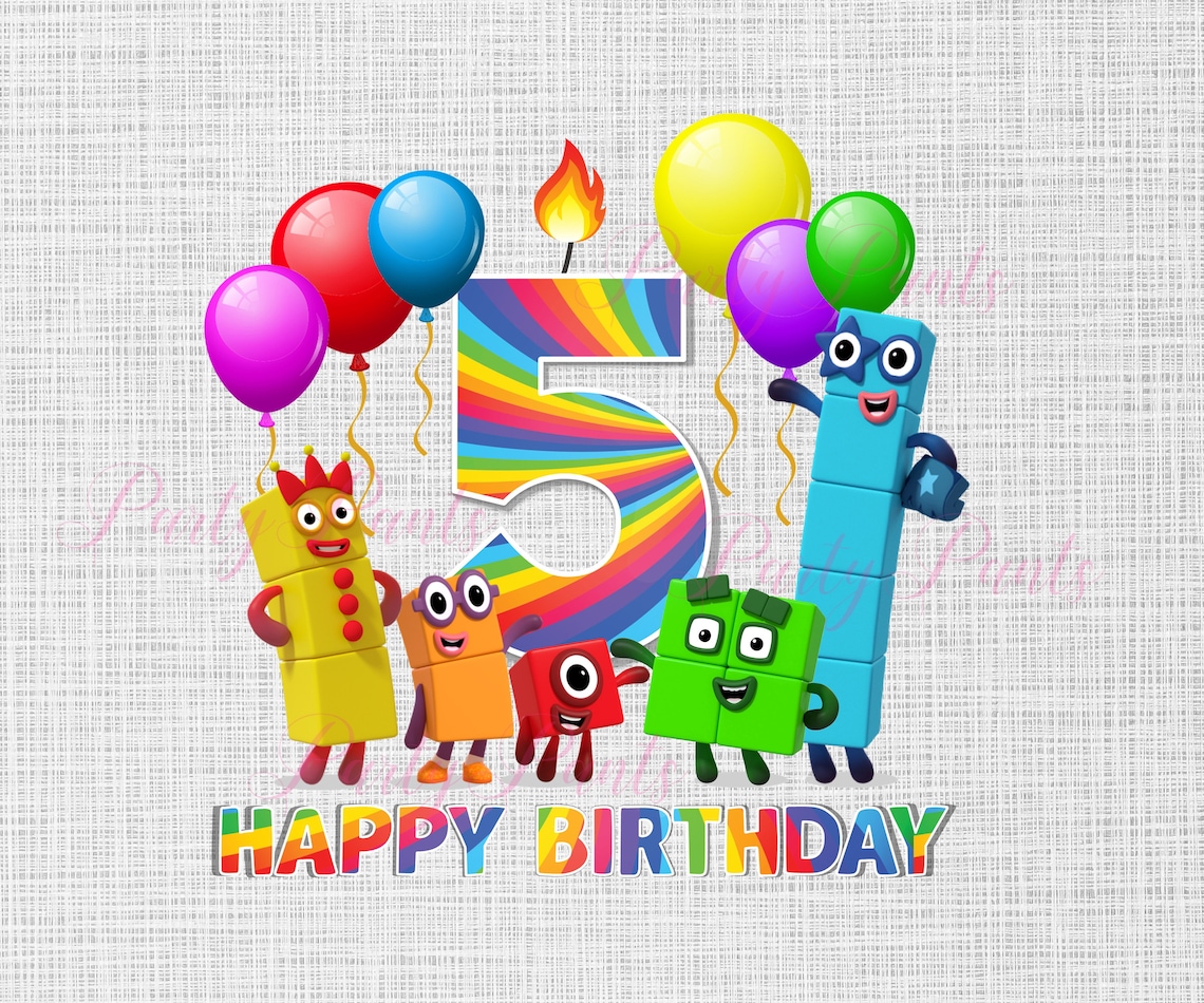 Numberblocks 5th Birthday Tshirt Design PNG Archivo digital | Etsy España