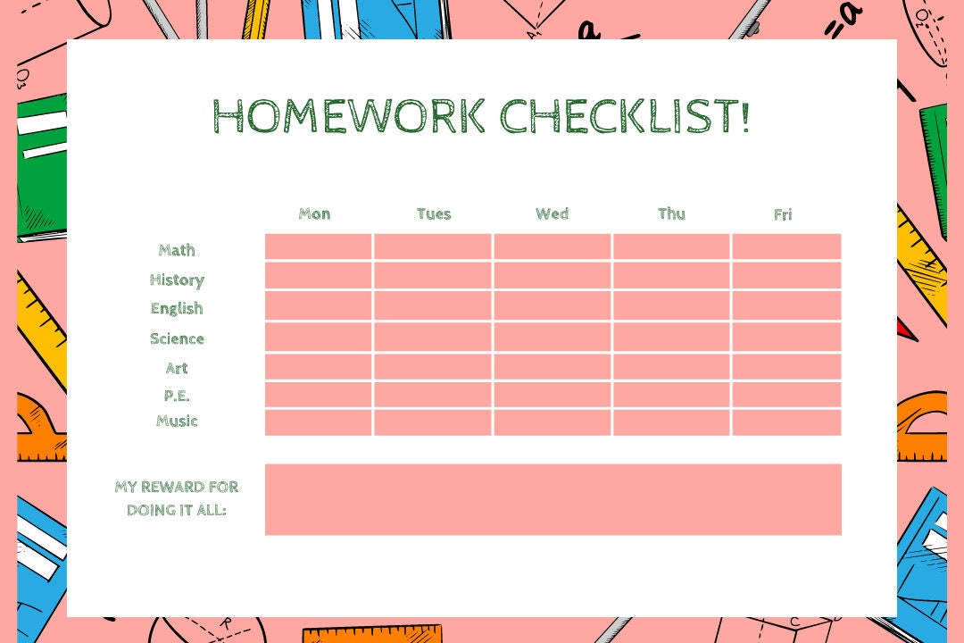 HOMEWORK CHECKLIST - Etsy