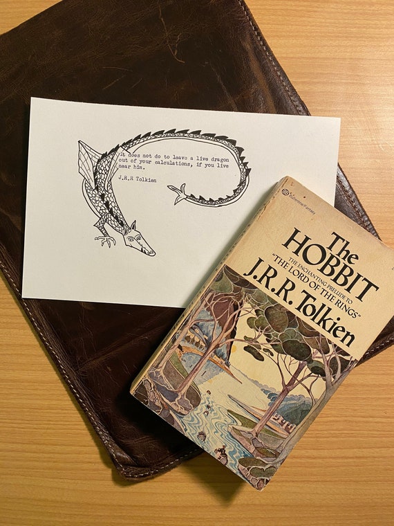 Smaug Ink Illustration With Hand-typed J.R.R. Tolkien Quote - Etsy