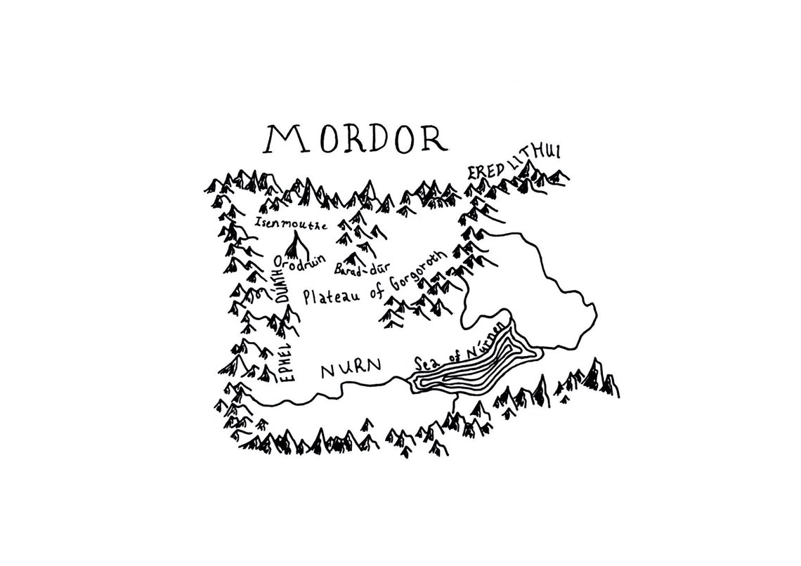 Map of Mordor Ink Illustration - Etsy