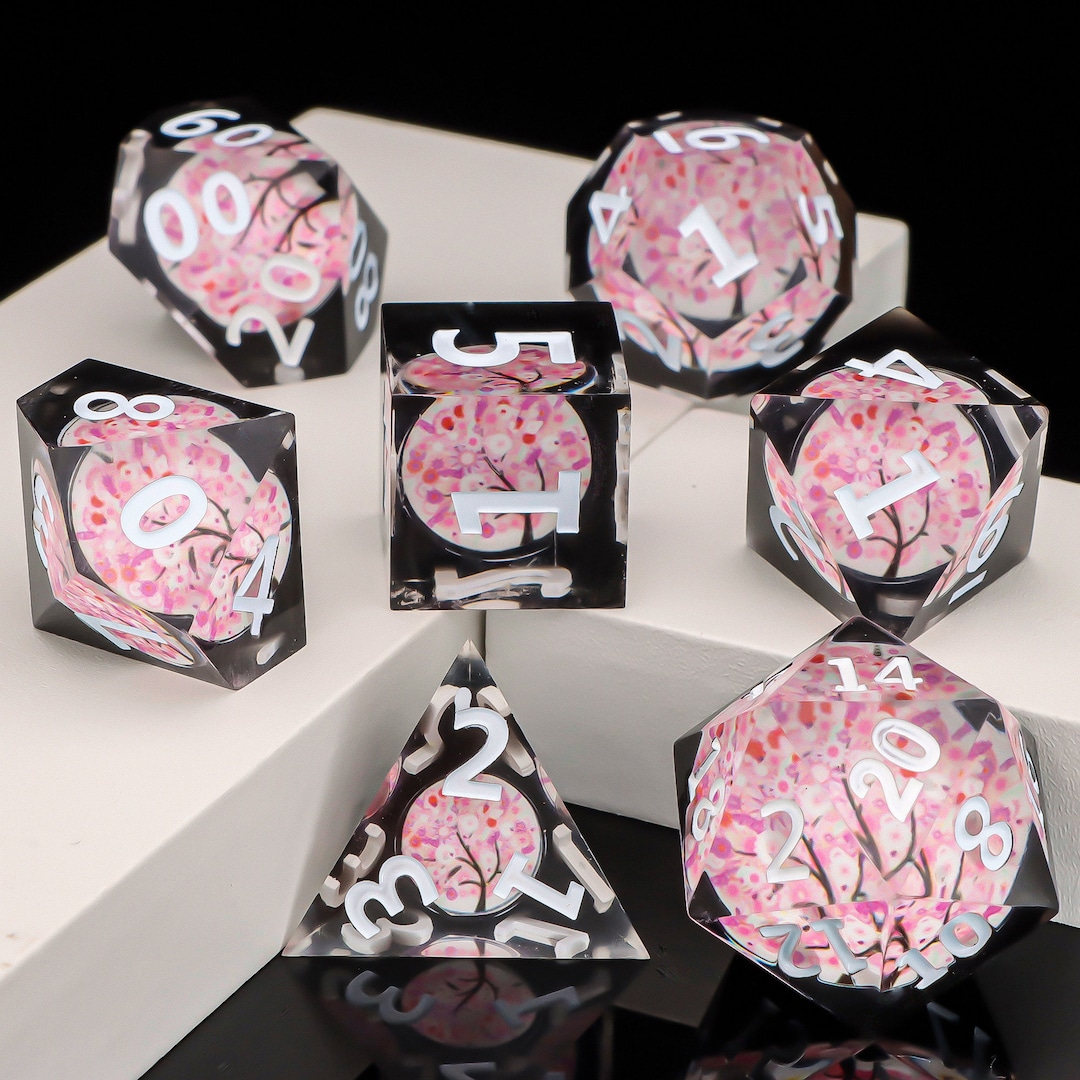 Resin Sharp Edged Dice DND Set,d&d Dice Set,polyhedral Dice Set, Custom ...