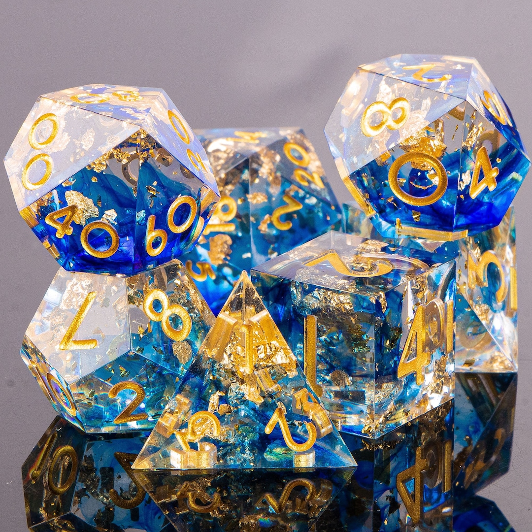 Dice Set DND, Resin Sharp Edged Dice Set, Custom Polyhedral D&D Dice ...