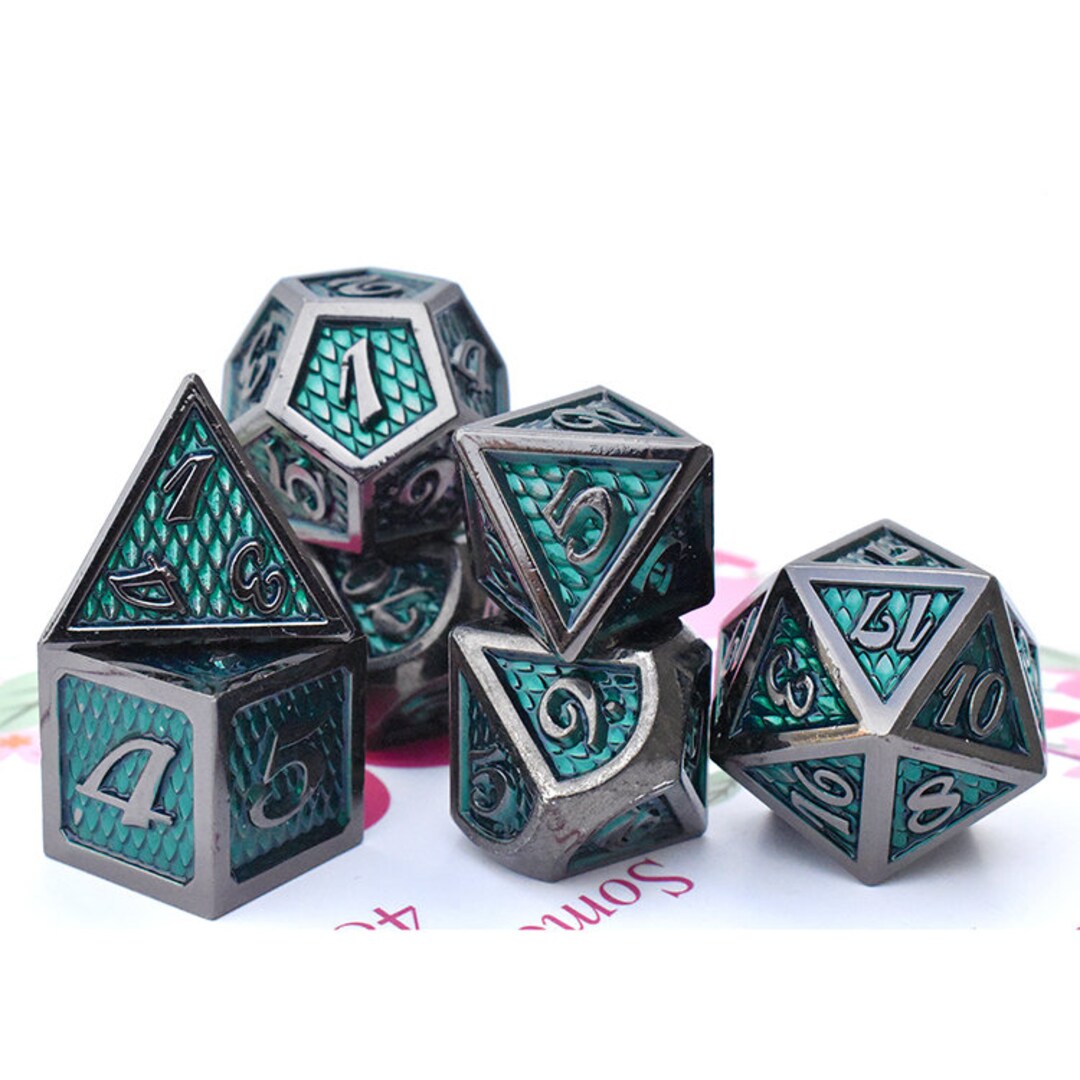 Metal Dice Set DND, Polyhedral Dragon Scale D&D Dice Set, Tabletop Dice ...