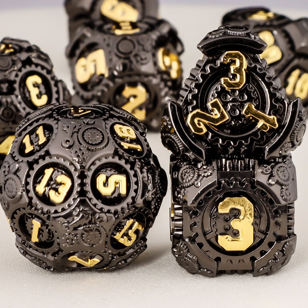 DND Metal Dice Set, Polyhedral Gear Dice Set, RPG Dice Set, D&D Dice ...