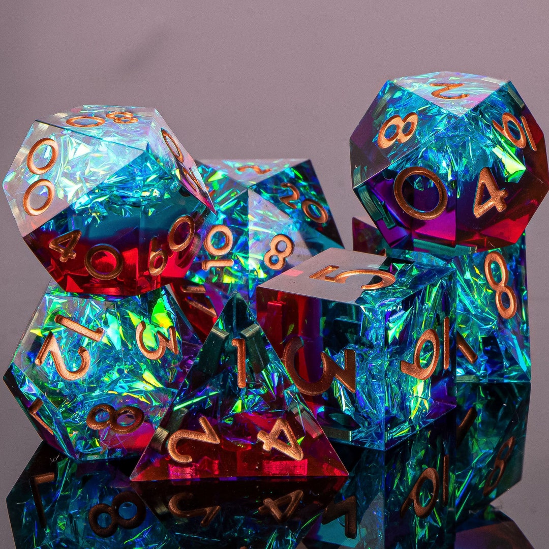 Dice Set DND, Resin Sharp Edged Dice Set, Custom Polyhedral D&D Dice ...