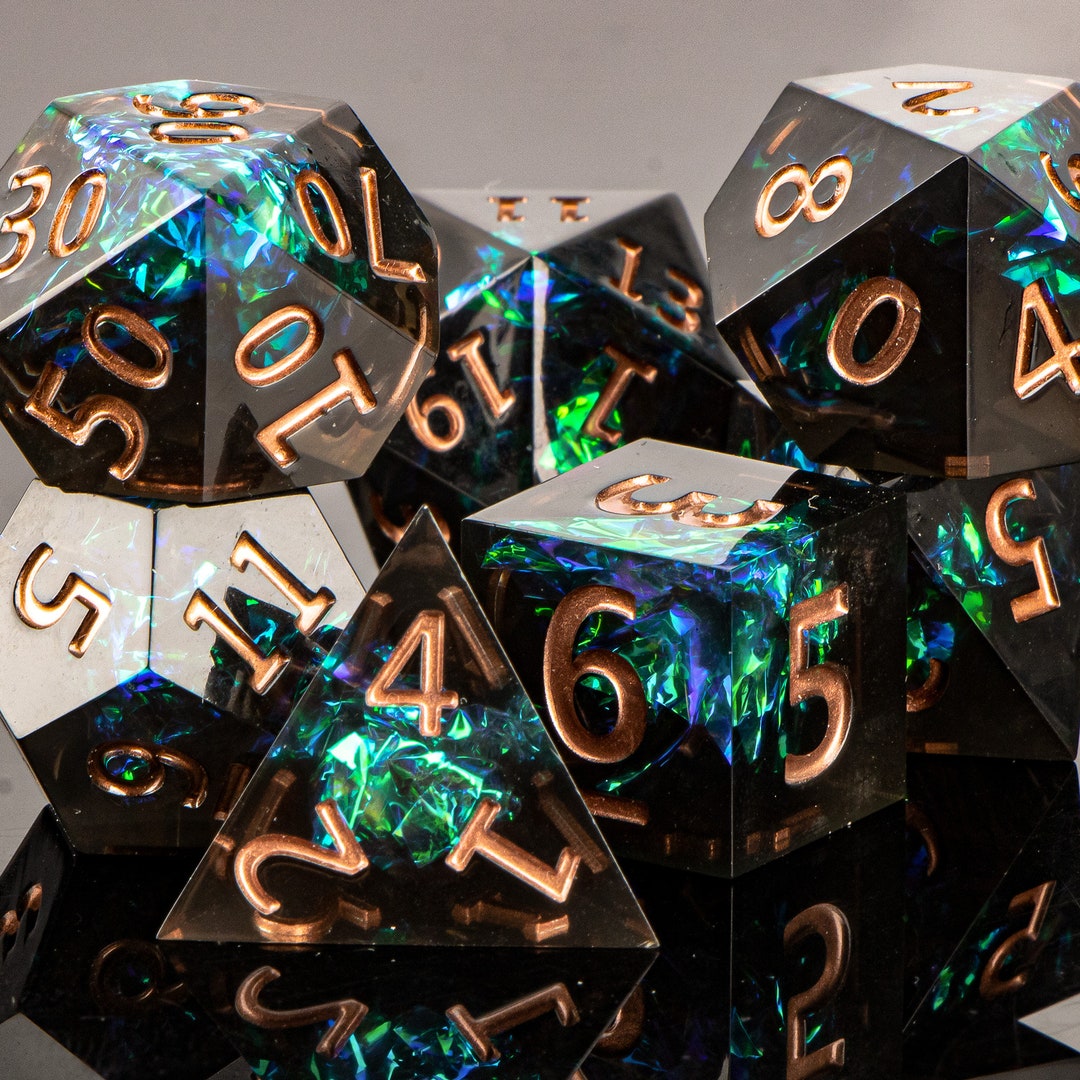 Dice Set DND, Resin Sharp Edged Dice Set, Custom Polyhedral D&D Dice ...