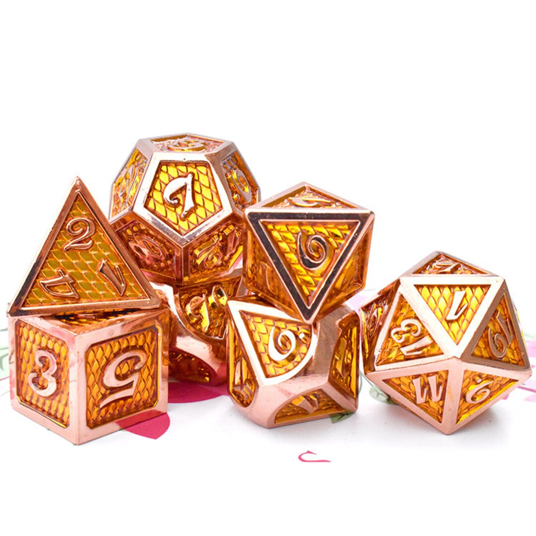 DND Metal Dice Set, Polyhedral Dragon Scale Dice, Tabletop Dice Set ...