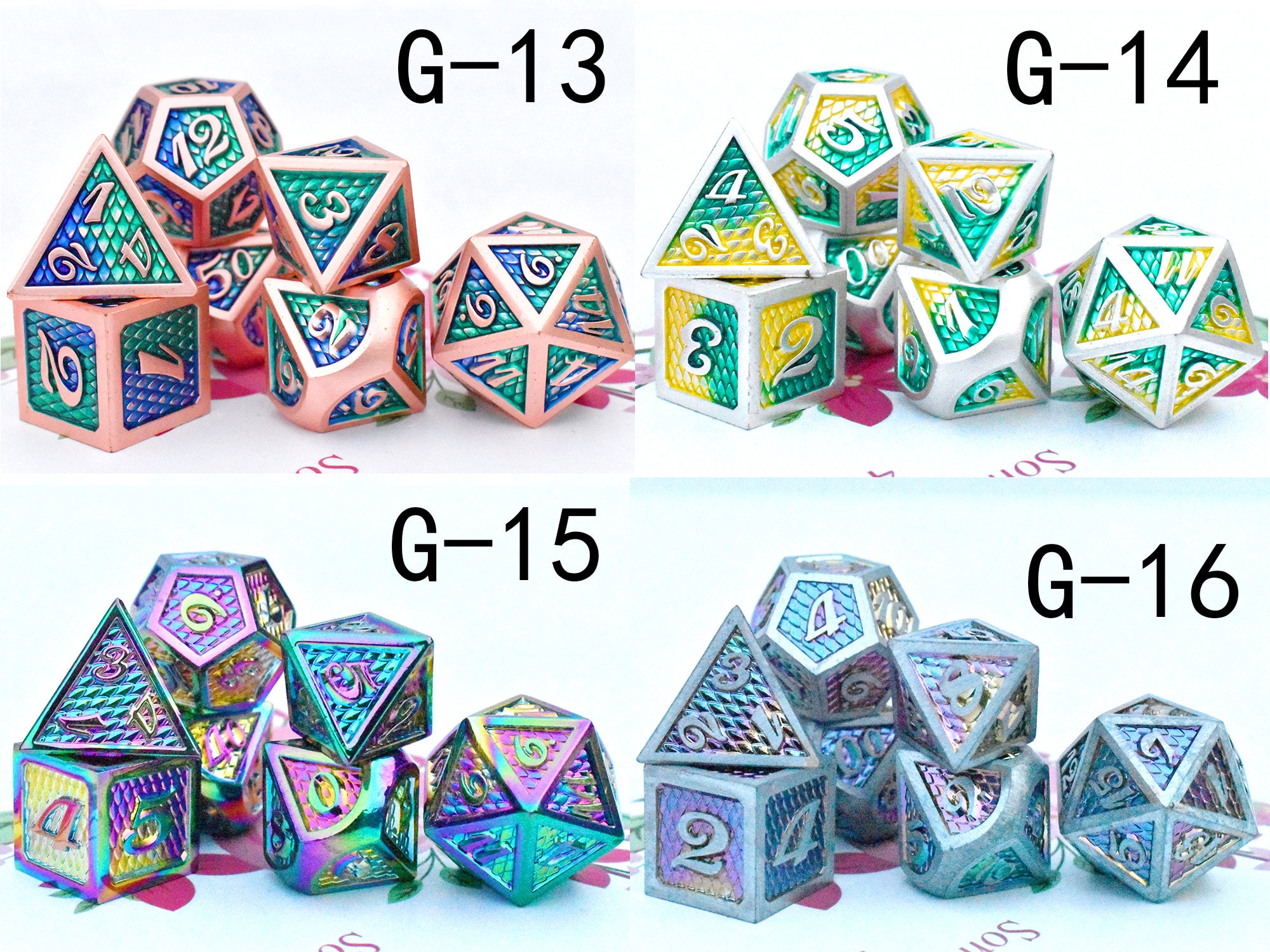 Metal Dice Set DND Polyhedral Dragon Scale D&D Dice Set - Etsy