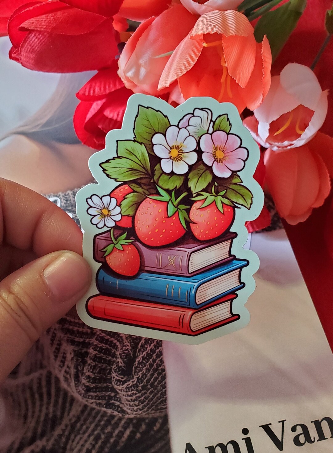 Strawberry Romance Vinyl Sticker, Romance Sticker, Bookish Sticker ...