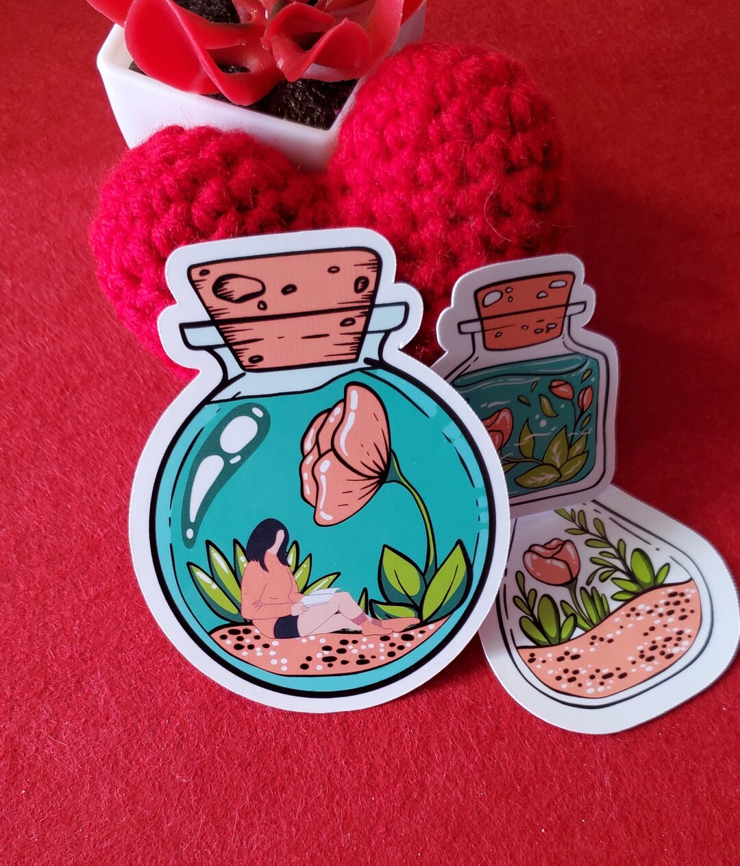 Terrarium Reading Vinyl Sticker Pack Reading Stickers Bookish Stickers Kindle Stickers