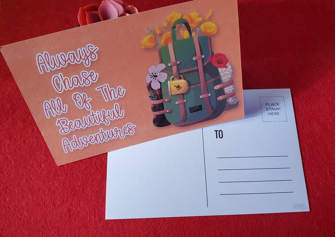 Chase All of the Beautiful Adventures Postcard, Art Print, Traveling ...