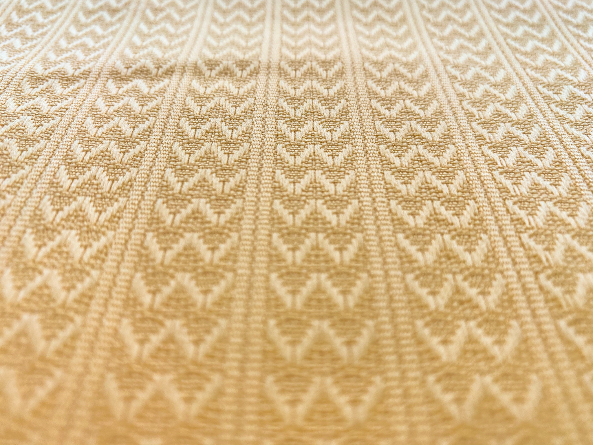 Deadstock Soviet Crimplen Textured Fabric 1980s Peach Geometric Zigzag ...