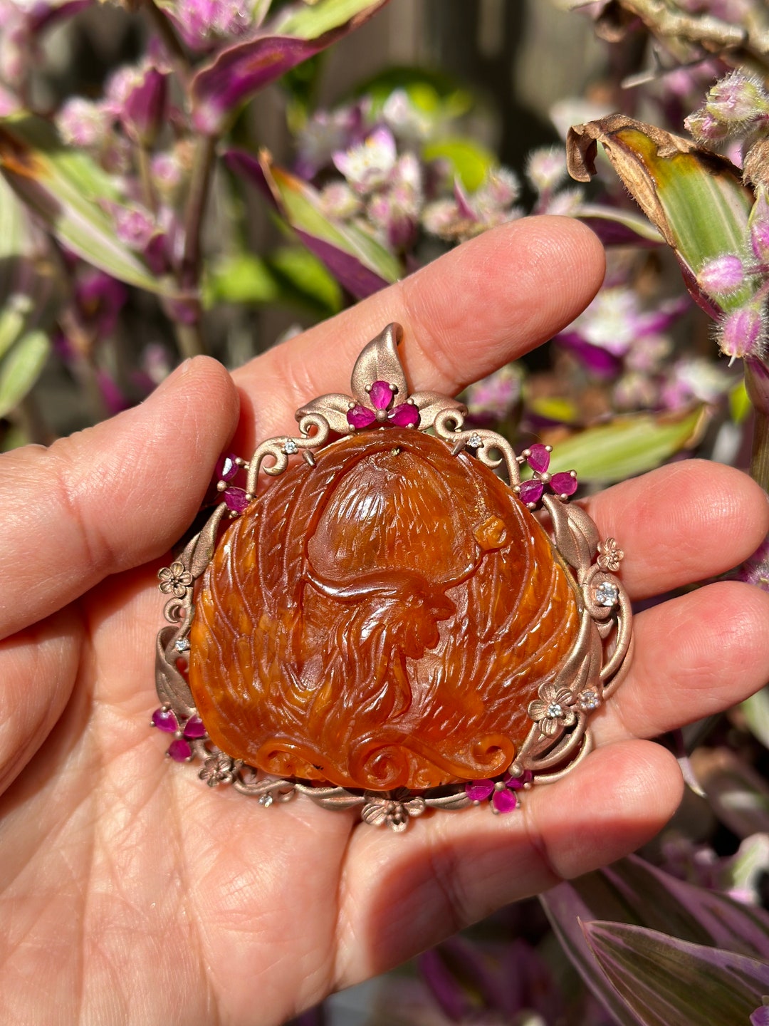 Vintage Chinese Handcarved Amber Pendant Phoenix - Etsy