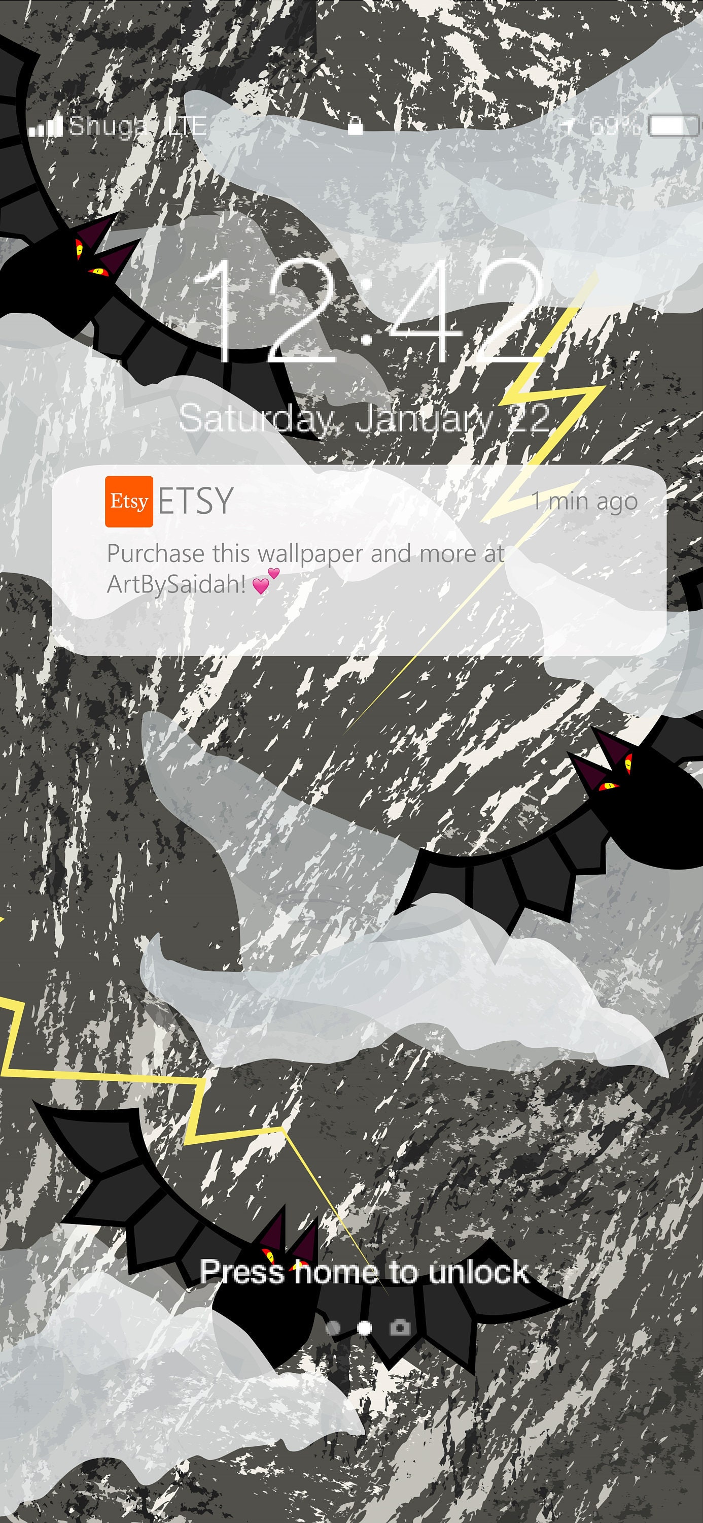 Spooky Cute Bat Lock Screen Wallpaper for Kids: Halloween Edition - Etsy