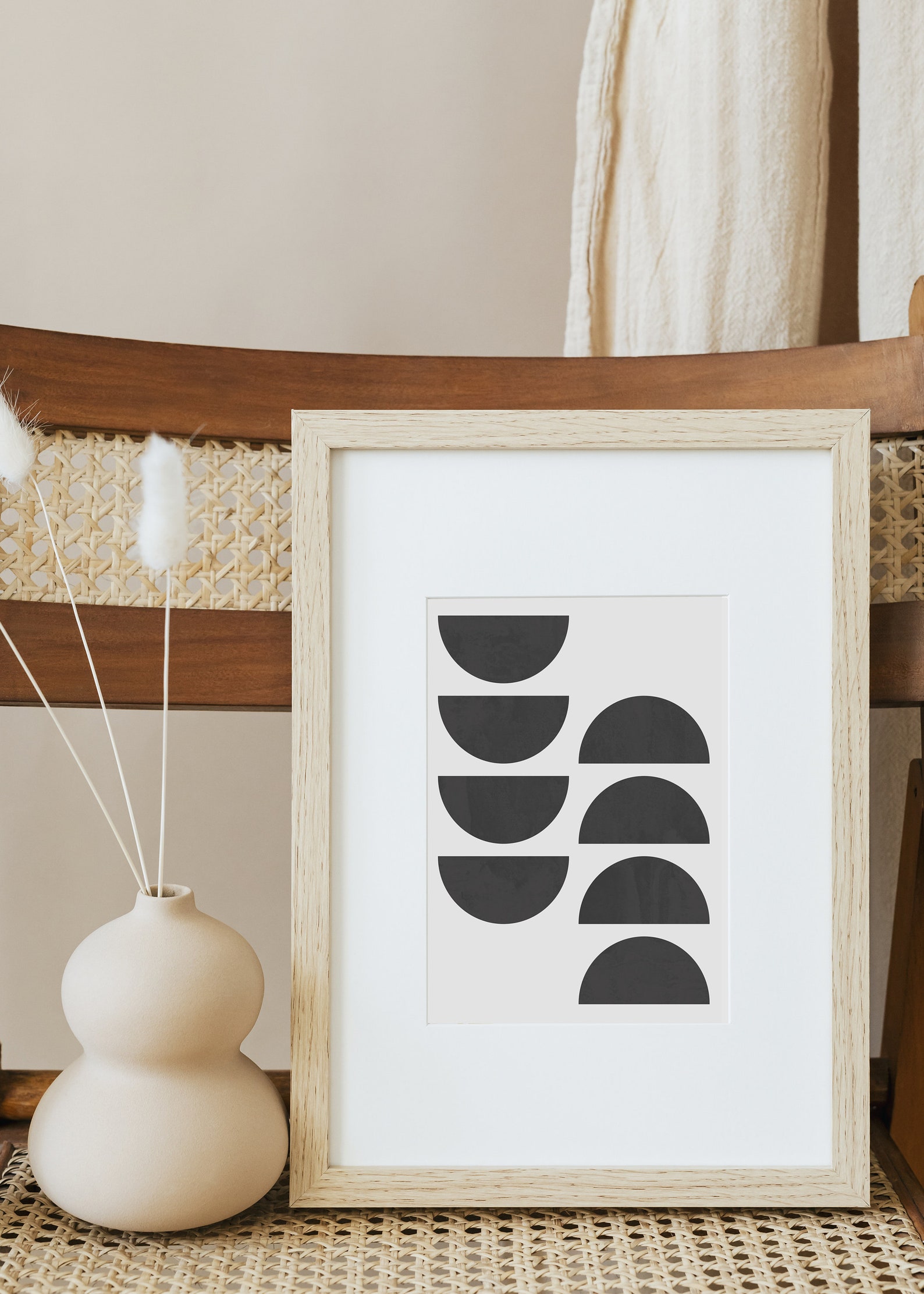 Black Semi Circle Art Print Geometric Half Circle Wall Decor | Etsy