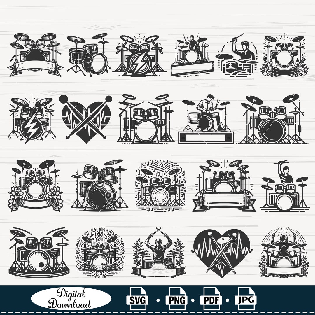 Drum SVG File,2, Drum Svg, Drumset Svg, Drumset Svg, Drumset Svg, Drum ...