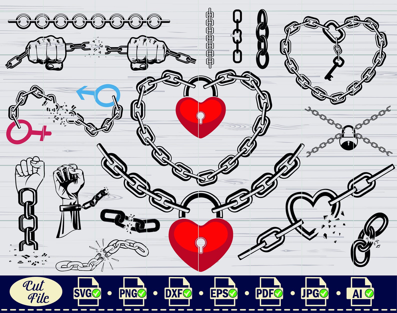 Chain SVG 1 , Broken Chain SVG, Chain Clipart, Chain Files for Cricut ...