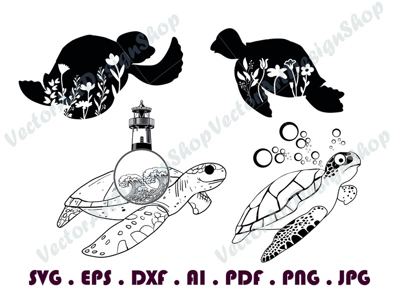 Turtle SVG File 1 Floral Turtle Svg File Turtle Cut File | Etsy Canada