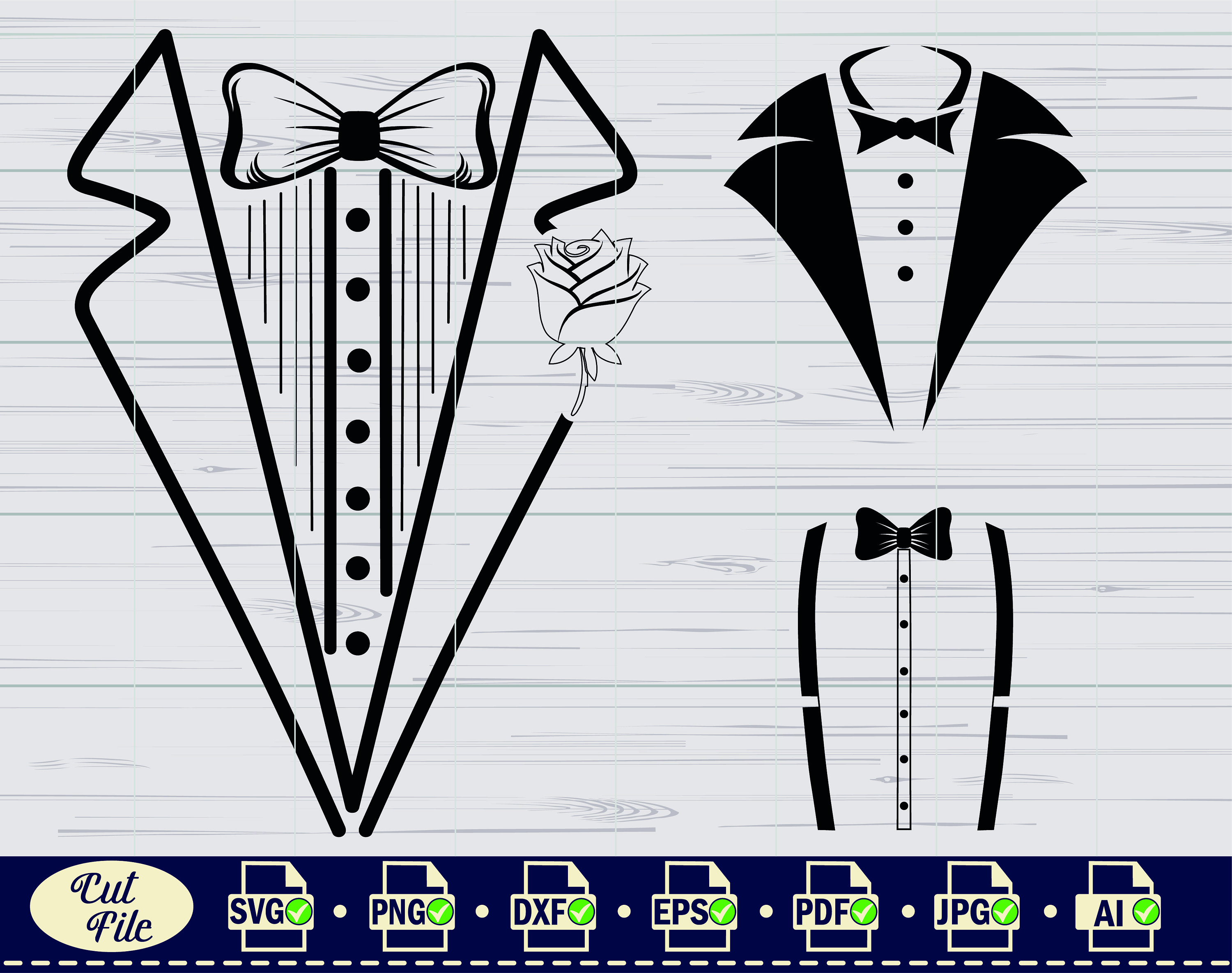 Tuxedo SVG Bundle1 Tuxedo SVG Suit Clipart Tuxedo Cut - Etsy UK